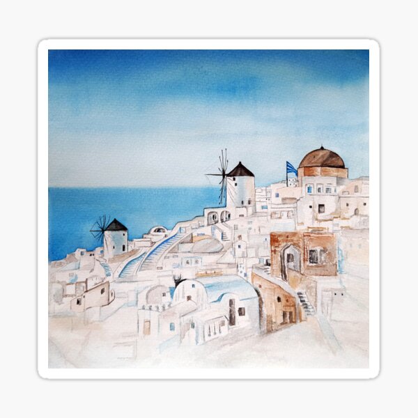 "Santorini Island" Sticker for Sale by Luba-Ost | Redbubble