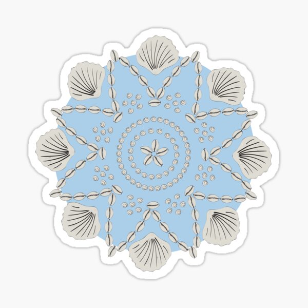"Beach Shell Mandala with light blue background" Sticker for Sale by ...
