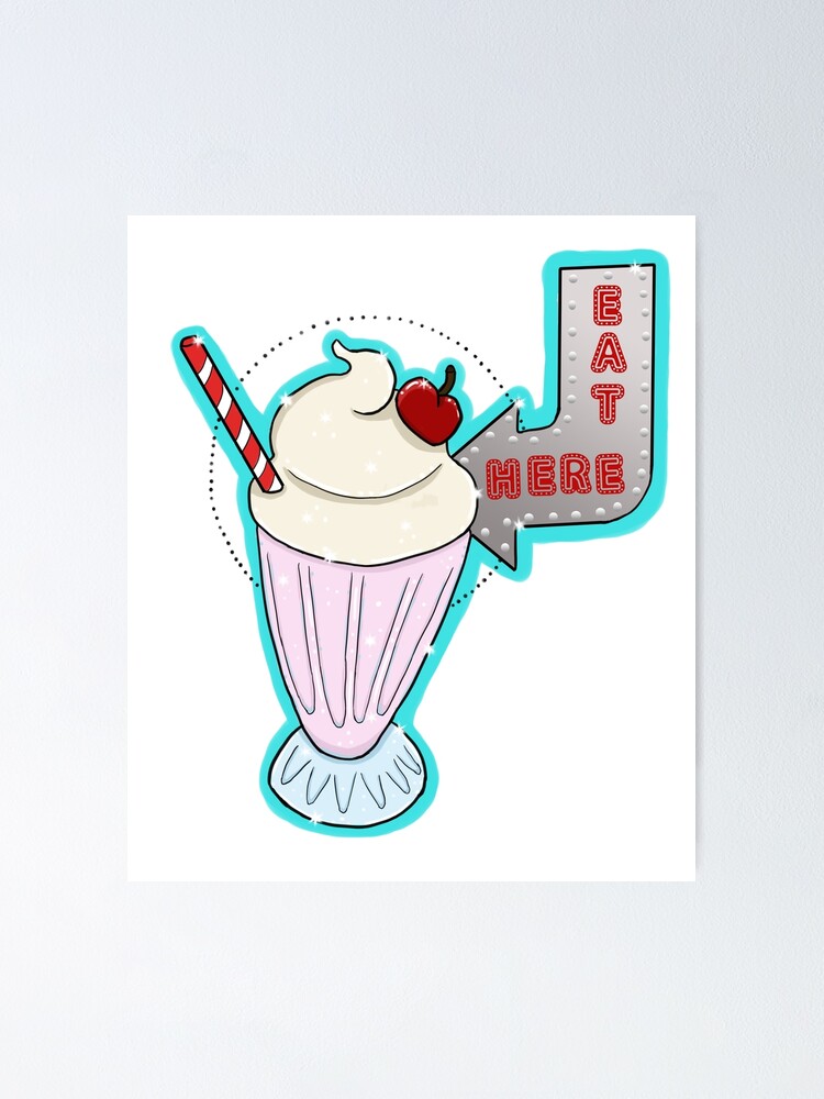 "50's retro milkshake " Poster for Sale by mrskristiansen | Redbubble