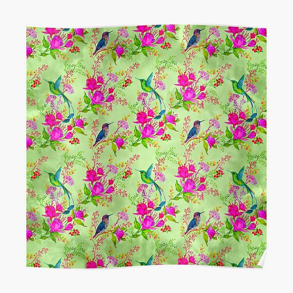 "Exotic Hummingbird Pattern" Poster by Amanda-Lakey | Redbubble