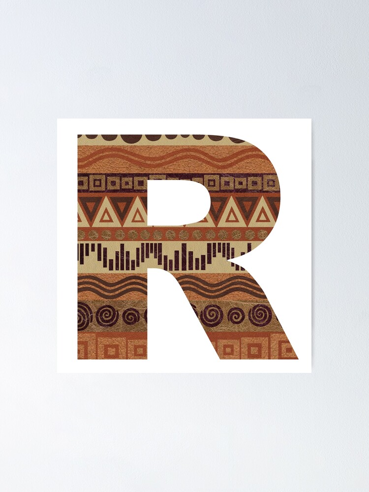 Póster «Letra R Cuero Look Patrón Tribal Étnico Monograma Inicial» de ...