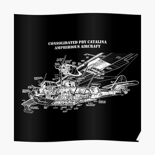 "Consolidated PBY Catalina Amphibious Airplane - Cutaway Drawing ...