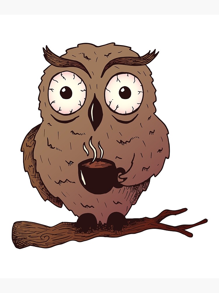 "Caffeine Owl Drinking Coffee" Poster for Sale by boobear247 | Redbubble