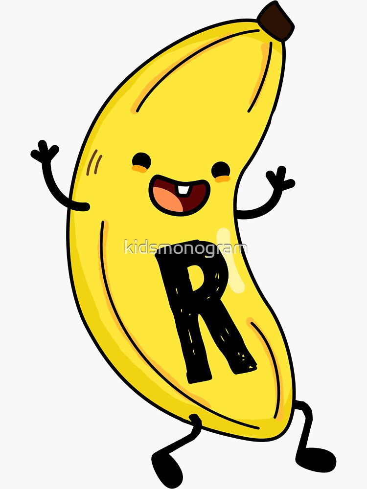 Pegatina «Alfabeto Letra R Lindo Groovy Banana» de kidsmonogram | Redbubble