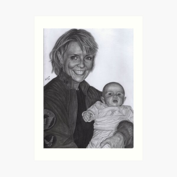 "Amanda Tapping and baby Olivia" Art Print by XFchemist-Art | Redbubble