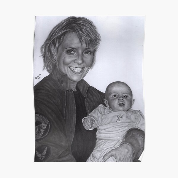 "Amanda Tapping and baby Olivia" Poster by XFchemist-Art | Redbubble