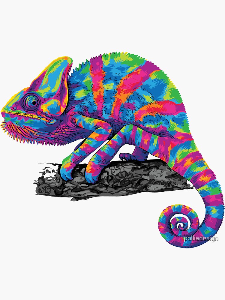 "Colorful Chameleon" Sticker by polliadesign | Redbubble