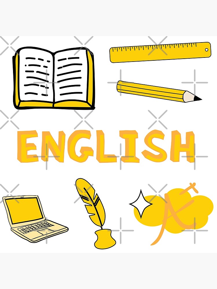 "Yellow English School Subject Sticker Pack" Poster for Sale by The ...