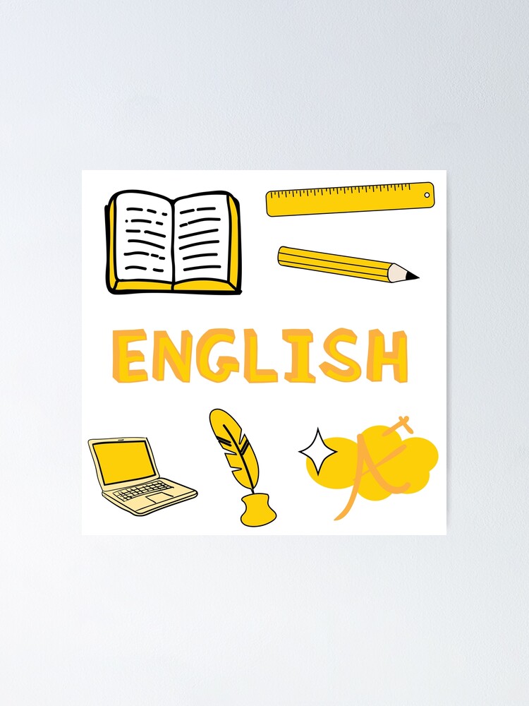 "Yellow English School Subject Sticker Pack" Poster for Sale by The ...