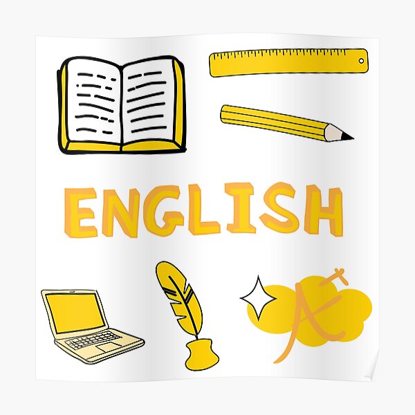 "Yellow English School Subject Sticker Pack" Poster for Sale by The ...