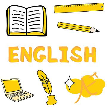 "Yellow English School Subject Sticker Pack" Photographic Print for ...