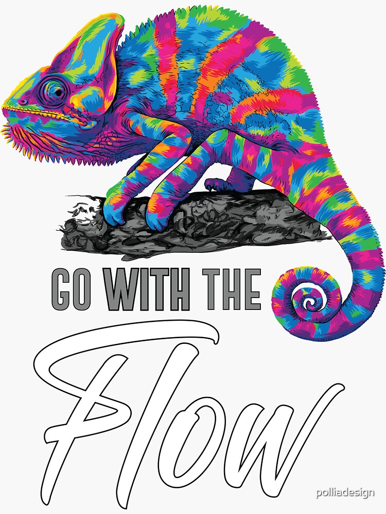 "Go With the Flow Chameleon" Sticker for Sale by polliadesign | Redbubble