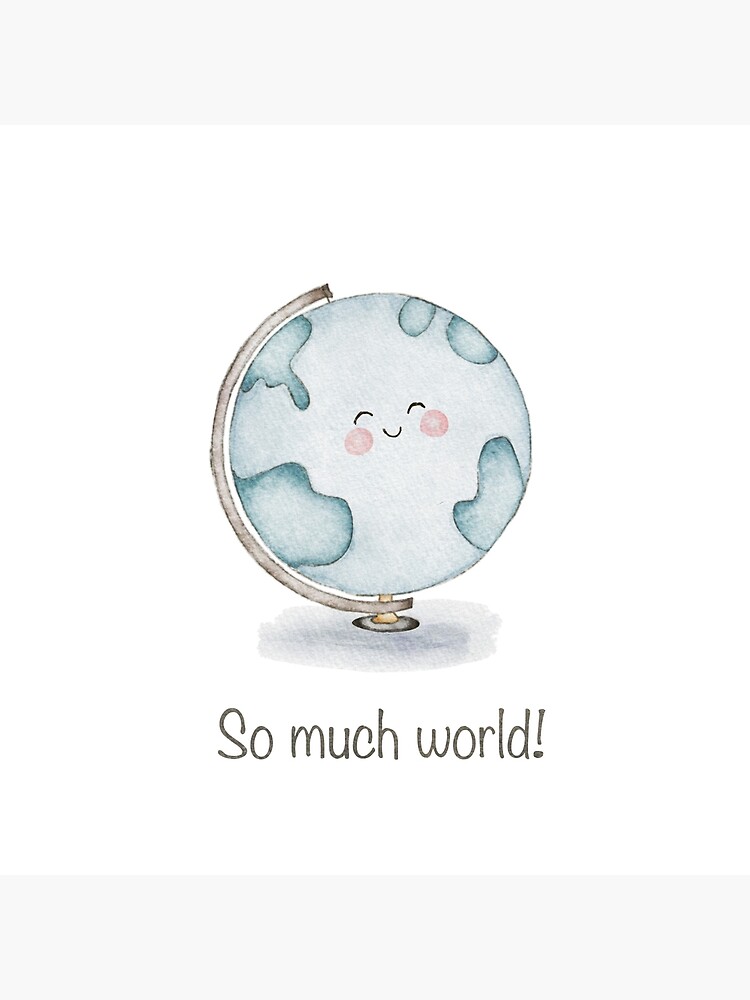 "Watercolor clipart world globe cute kawaii style" Art Print by ...