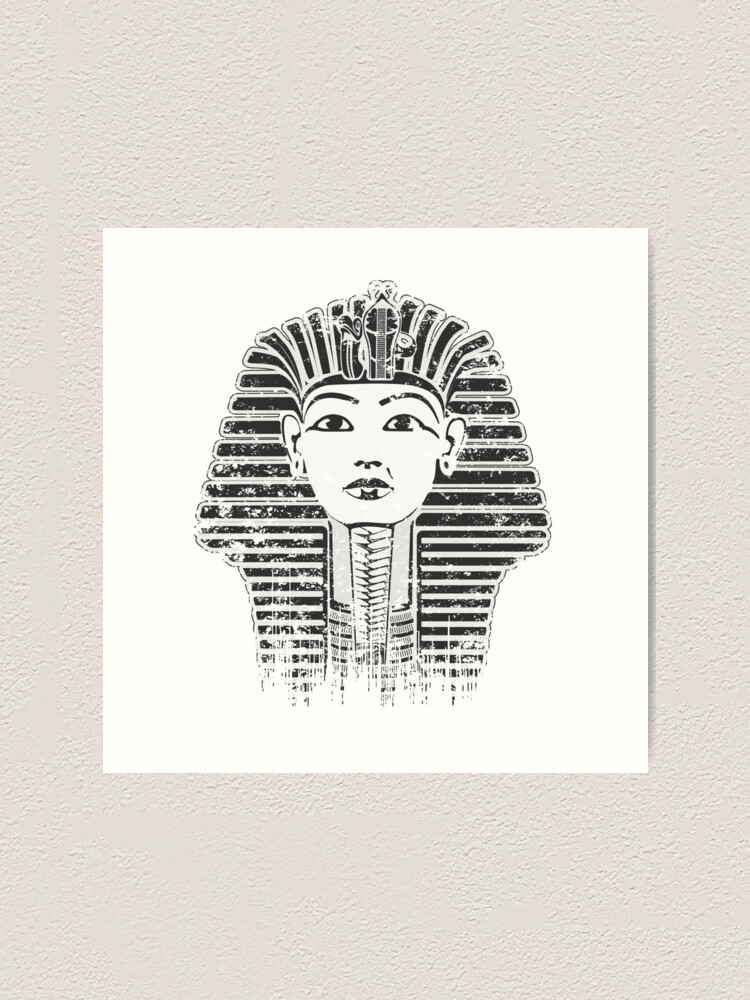 "King Tutankhamun pharaoh of Egypt face mask distressed outline" Art ...
