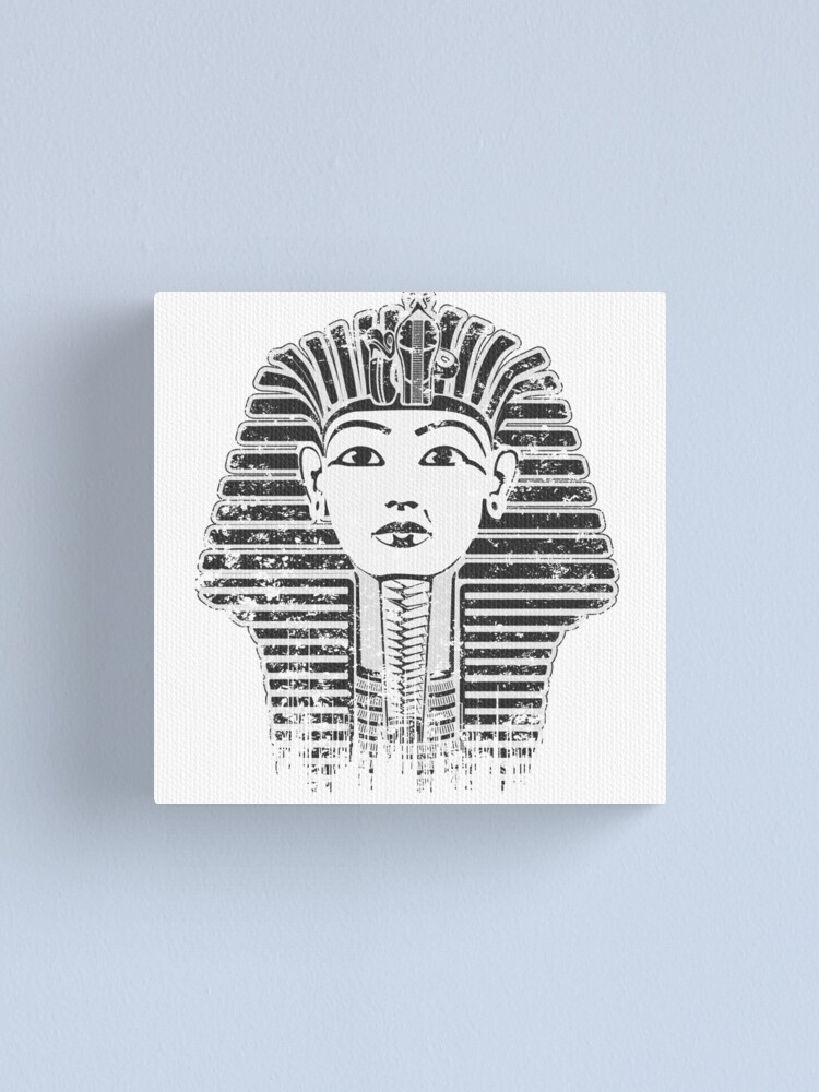 "King Tutankhamun pharaoh of Egypt face mask distressed outline" Canvas ...