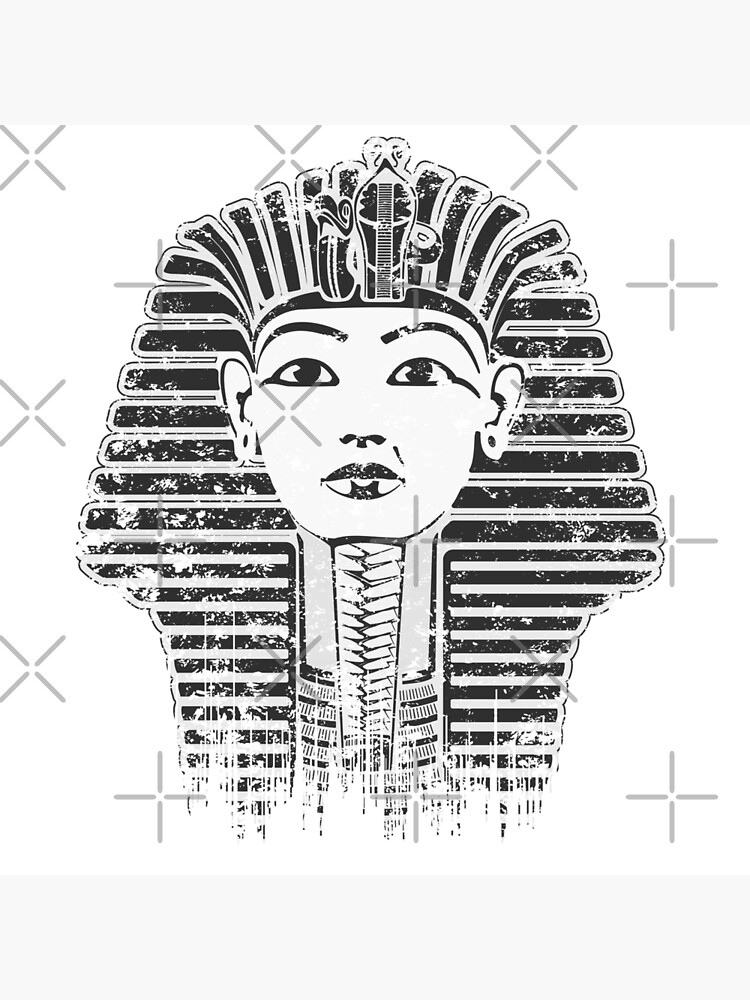 "King Tutankhamun pharaoh of Egypt face mask distressed outline" Canvas ...