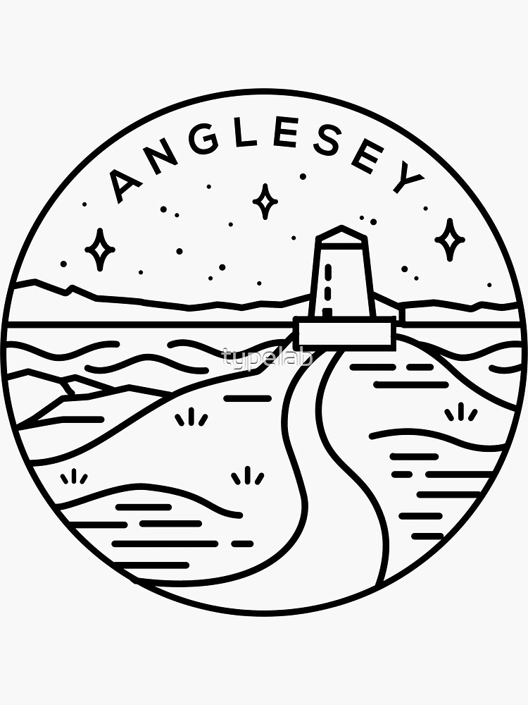 "Anglesey, North Wales Emblem - White" Sticker for Sale by typelab ...