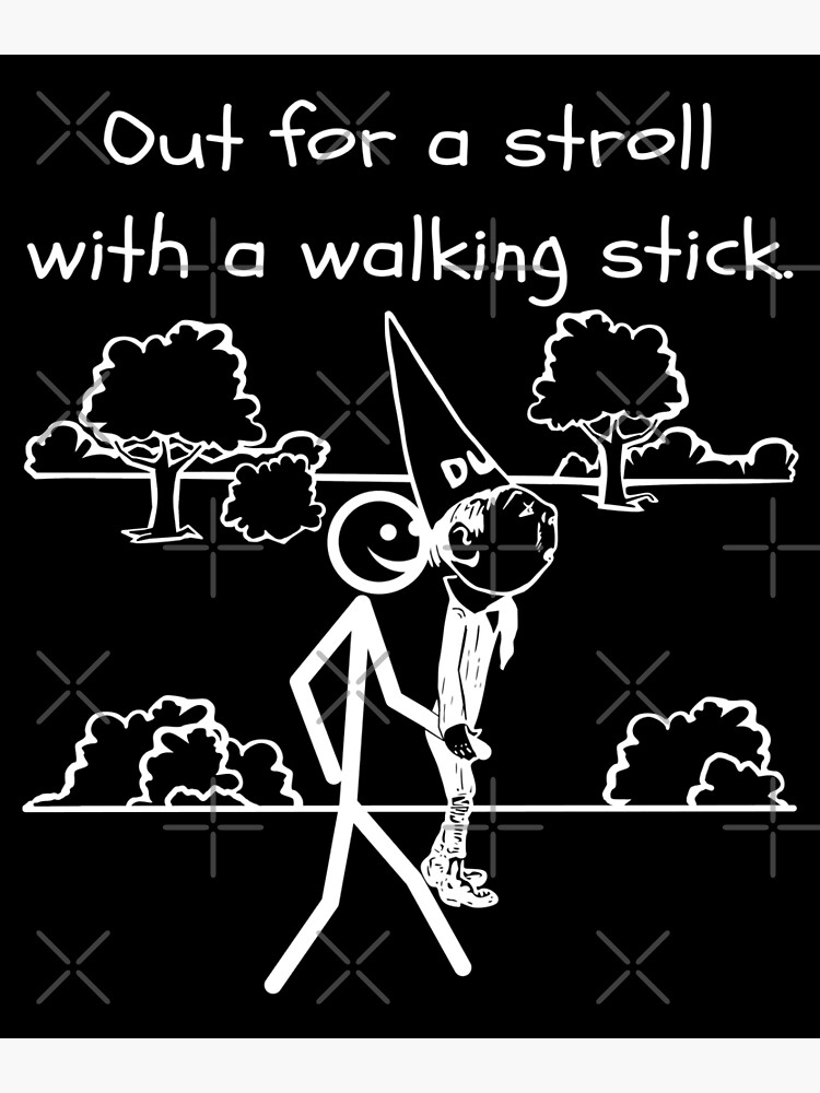 "Stick Figures Pun Humor Stroll With Walking Stick" Poster for Sale by ...