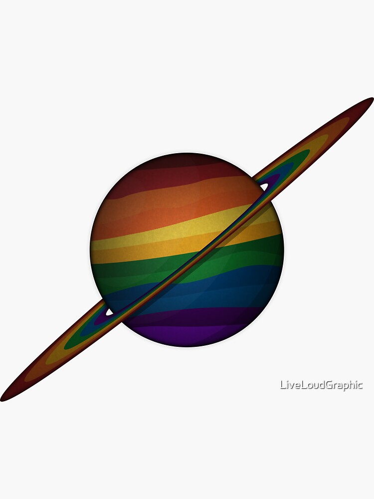 "Planet and Rings in LGBTQ Rainbow Pride Flag Colors" Sticker for Sale ...