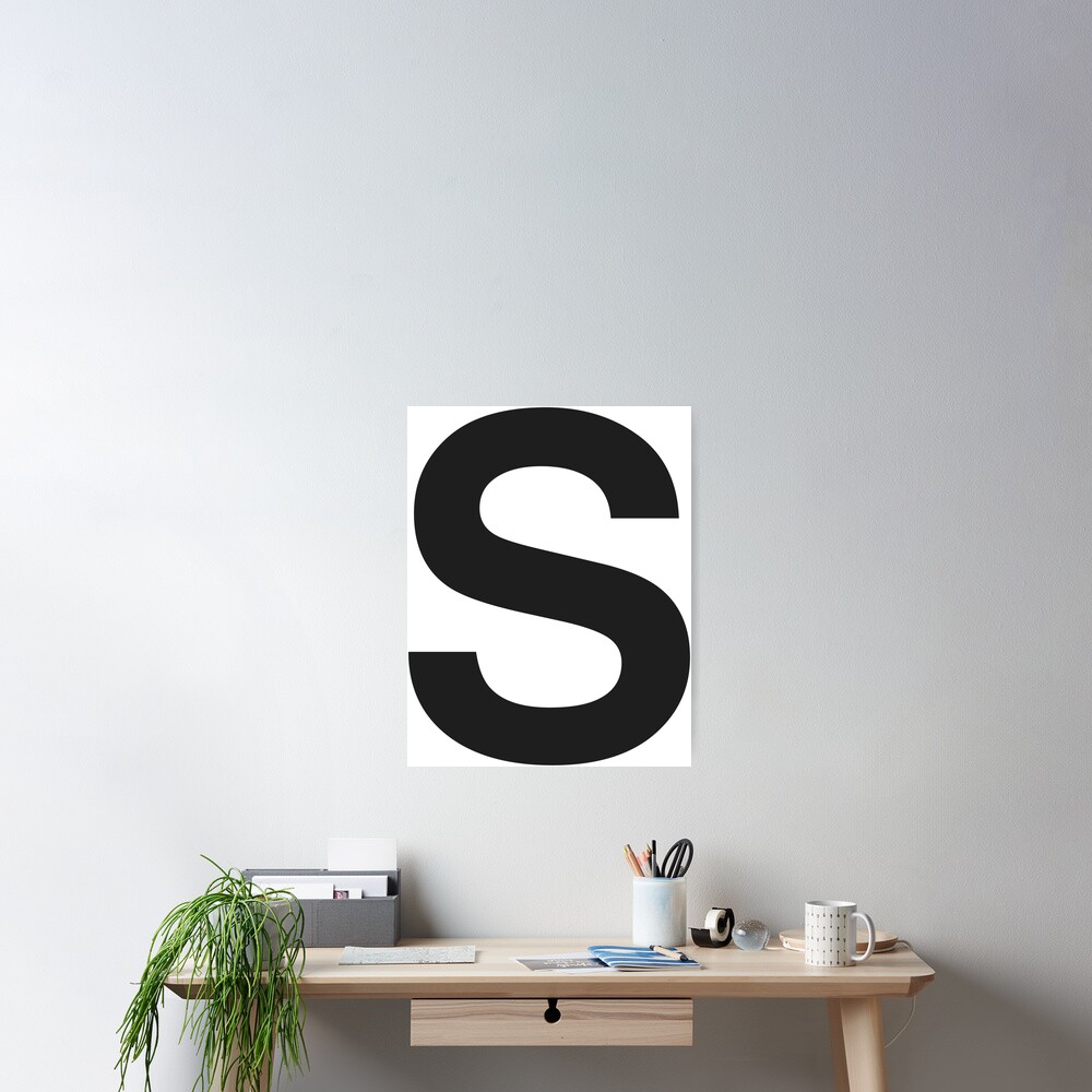 "Letter S Initial - Black Helvetica Monogram " Art Board Print for Sale ...