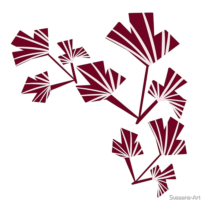 "Maroon leaves with stripes design" by Susaans-Art | Redbubble