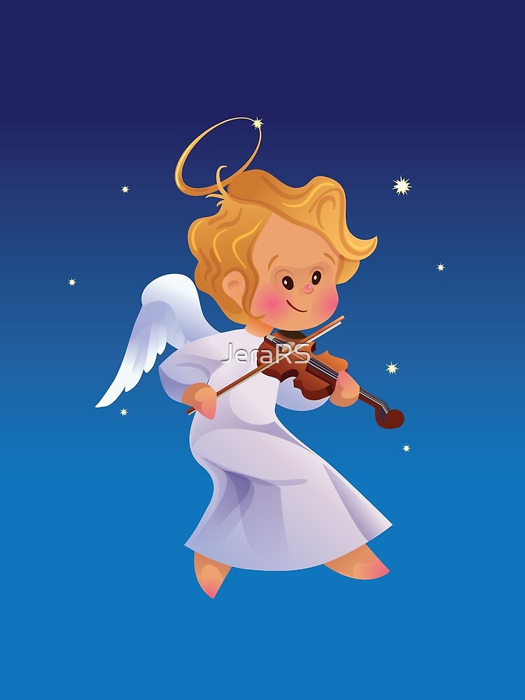 "Cute Christmas baby angel playing violin" Canvas Print for Sale by ...