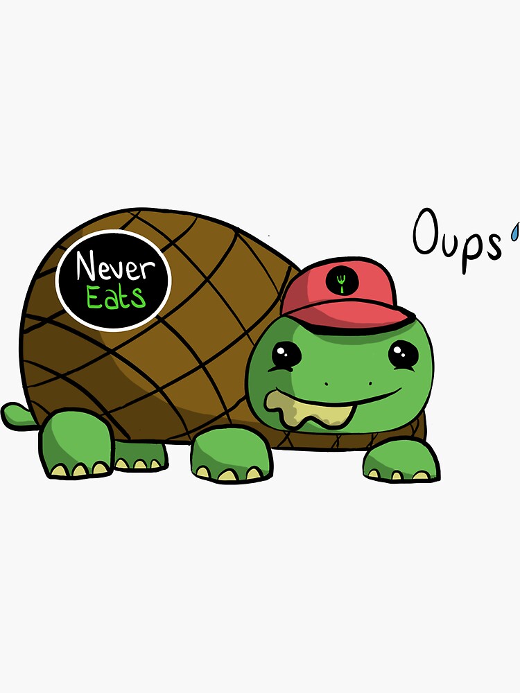 "Turtle - Never Eats" Sticker for Sale by FlamingoLemonad | Redbubble