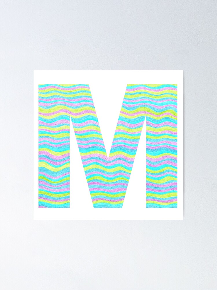 Póster «Letra M Neon Ondulado Franja Patrón Monograma Inicial» de ...