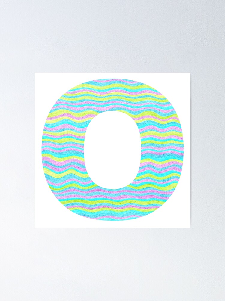 Póster «Inicial del monograma del patrón de la raya ondulada neón de la ...