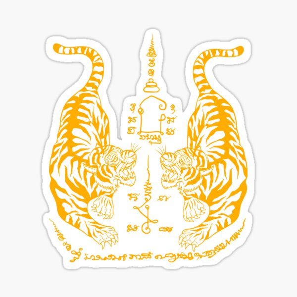 "Awesome Orange Double Tiger Sak Yant" Sticker for Sale by PopArtdom ...