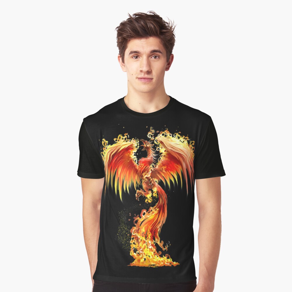 "Fantasy Orange Fire Phoenix Rises From The Fiery Ashes" Sticker for ...