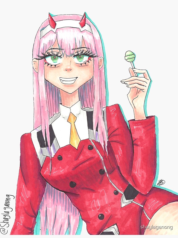 "zero-two art" Sticker by shaylaganong | Redbubble