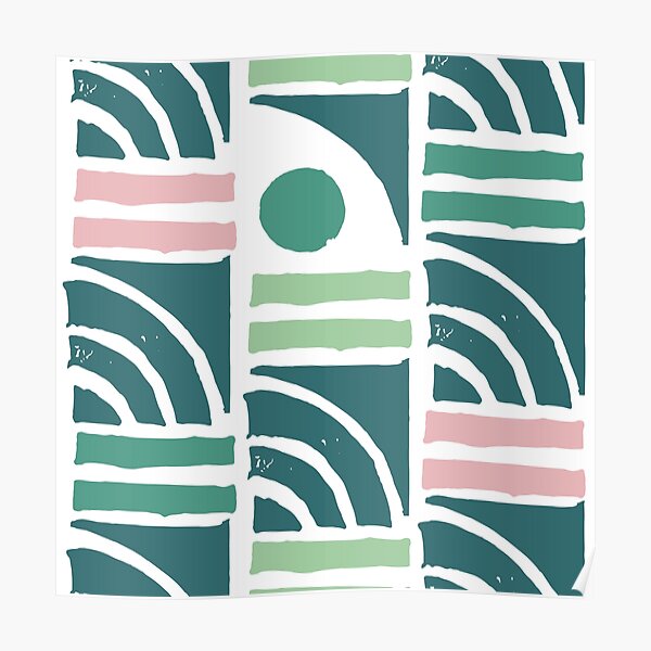 "Mid-Century Modern in Mint Green and Pink Pattern" Poster by DEC02 ...