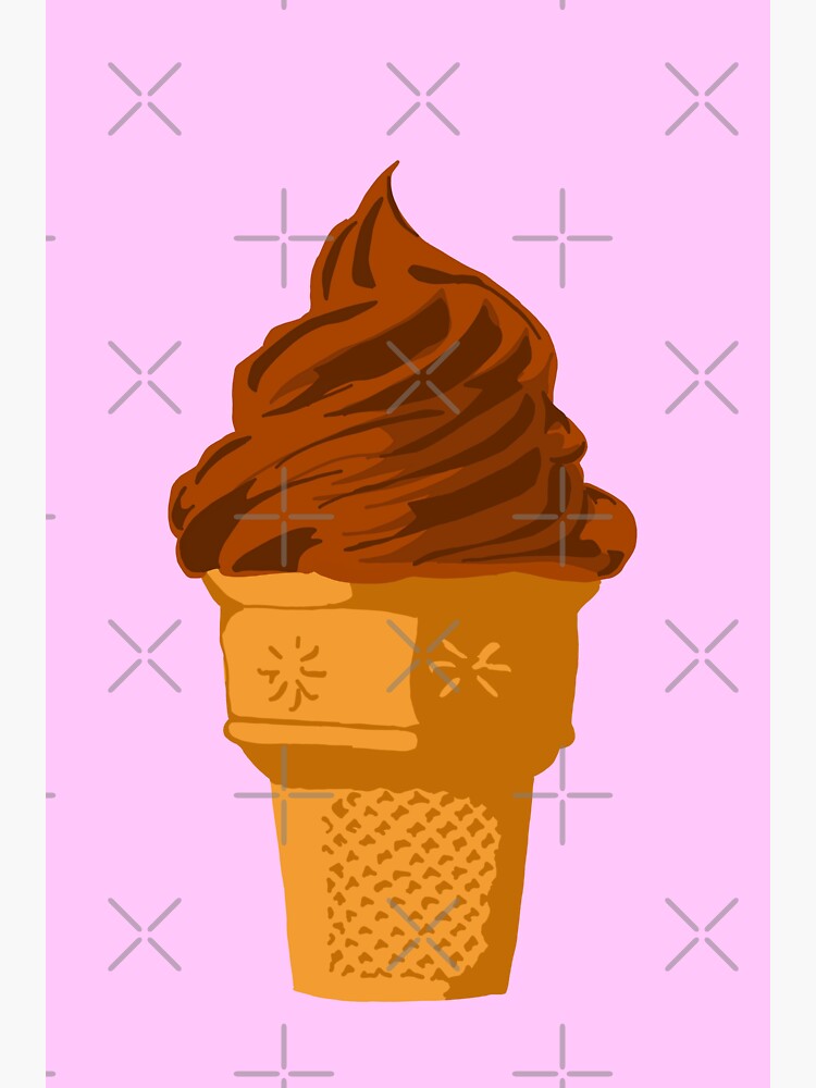 Chocolate Soft Serve Ice Cream Cone Sticker By Jaymiemetz Redbubble
