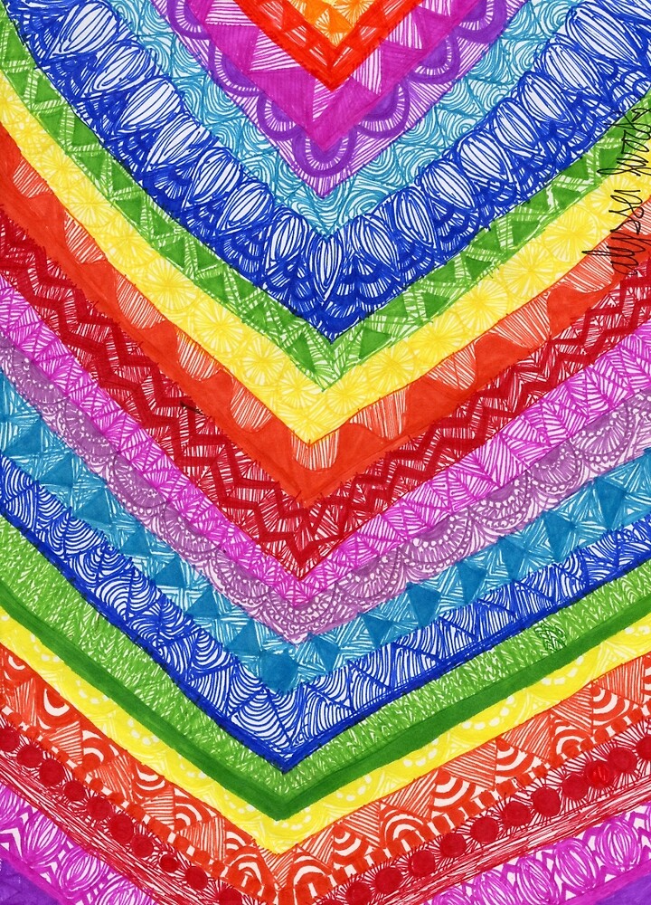 "rainbow zentangle pattern " by Alliejules | Redbubble