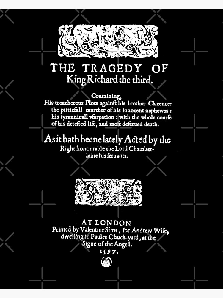 "Shakespeare Richard III Frontpiece - Simple White Version" Poster by ...