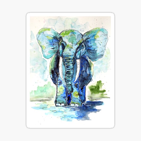 "Chubby Blue Elephant" Sticker for Sale by Zeichenbloq | Redbubble