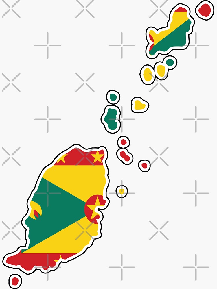 "Grenada National Flag Clipped into Map of Grenada " Sticker for Sale ...
