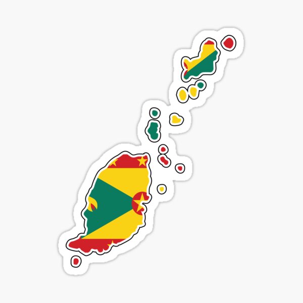 "Grenada National Flag Clipped into Map of Grenada " Sticker for Sale ...