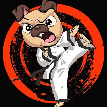 "Pug martial arts pug dog karate fighting shirt" Sticker by eiwo87 ...