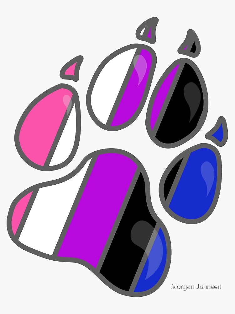 "Genderfluid Pride Furry Dog Paw Print" Sticker by ZharaArt | Redbubble