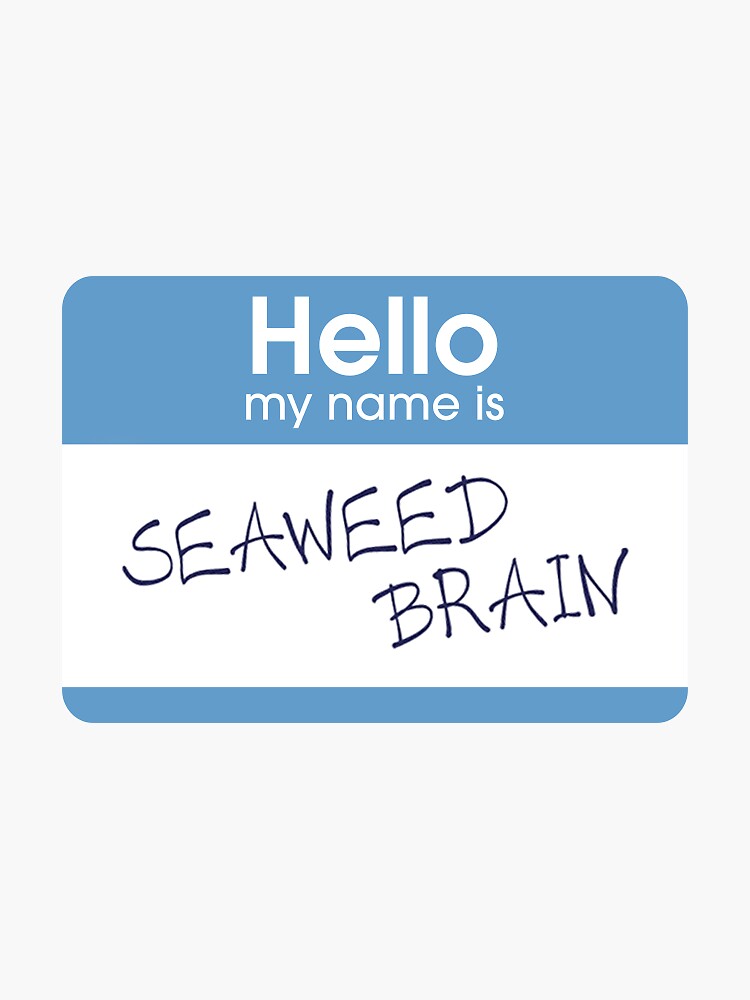 "Hello My Name Is Seaweed Brain" Sticker for Sale by BenefitSnails ...