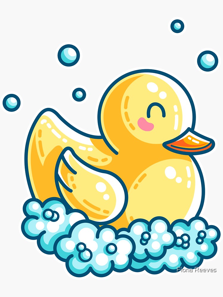 "Kawaii Cute Bath Rubber Duck" Sticker for Sale by freeves | Redbubble