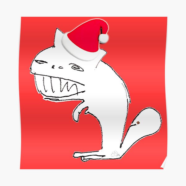 "Lucky Santa Cat (Original Drawing by Alice CCI)" Poster by ...