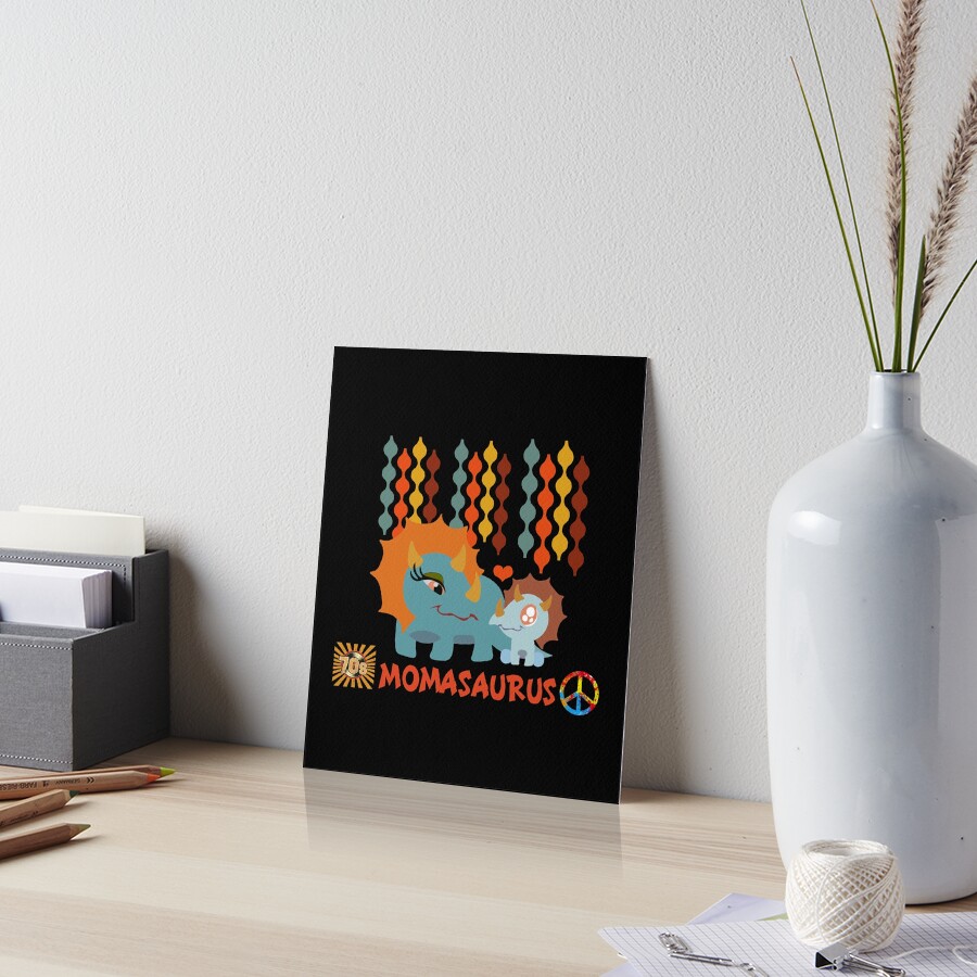 "Momasaurus Triceratops 70s Peace Sign" Art Board Print by EbethS ...