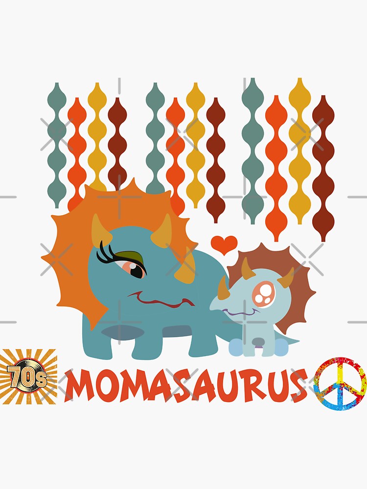 "Momasaurus Triceratops 70s Peace Sign" Sticker for Sale by EbethS ...