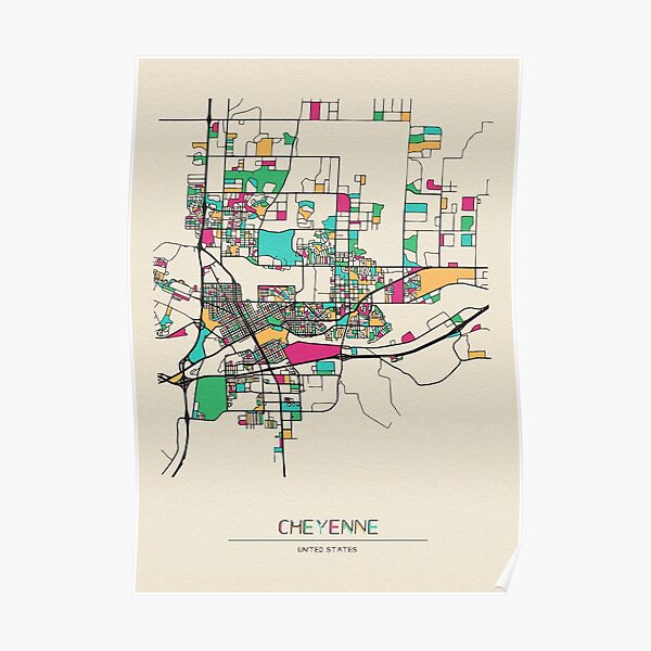 "Cheyenne, Wyoming Street Map" Poster for Sale by geekmywall | Redbubble