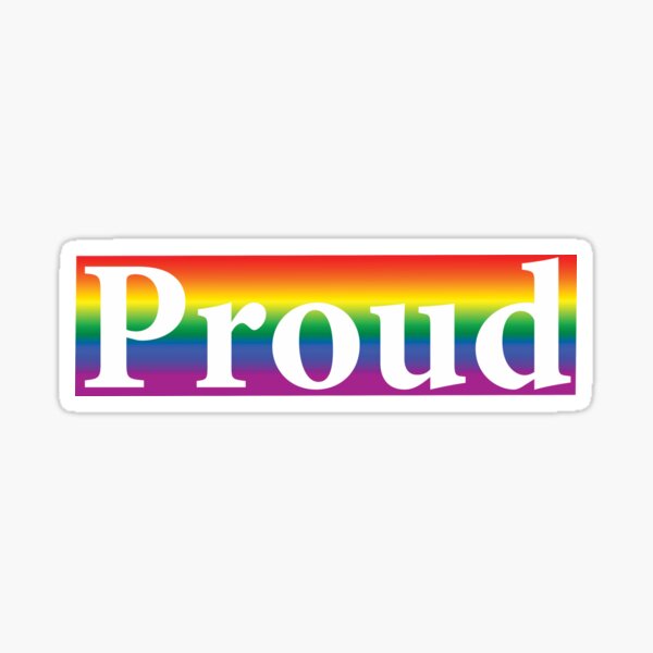 "The word Proud with a rainbow flag colors background LGBT gay pride ...