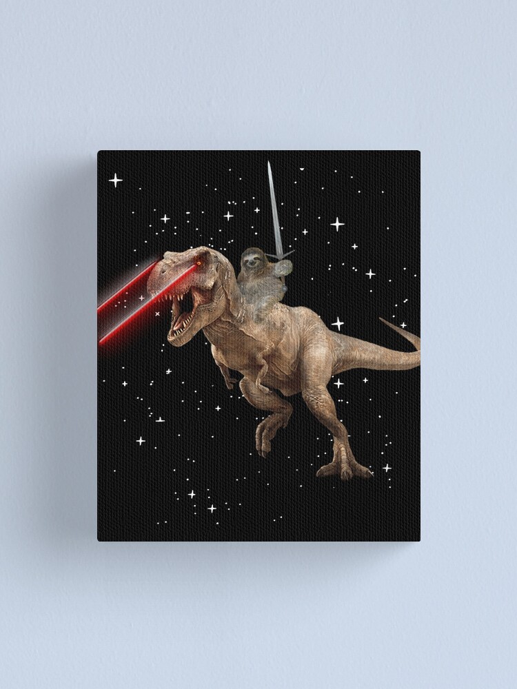 "Sloth with a claymore riding a T-rex with laser eyes in Space" Canvas ...
