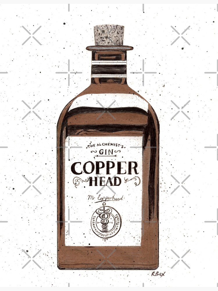 "Copperhead Gin Painting, Gin Print, Gin Art, Wall Art" Sticker by rbex ...
